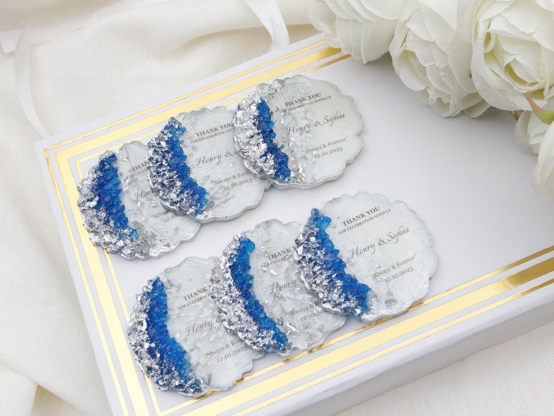 Luxury Navy Blue Wedding Magnet Favor, Bridal Shower Favors, Wedding ...
