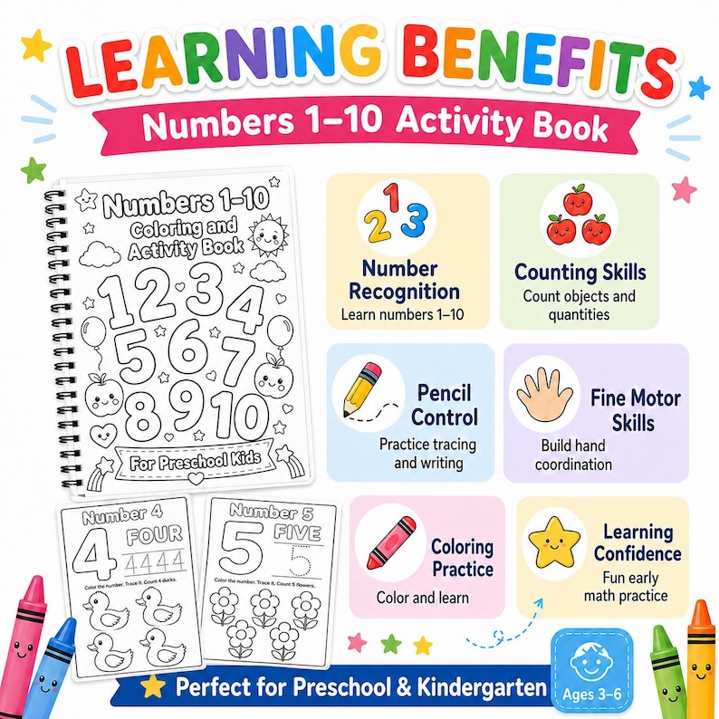 Numbers 1-10 Worksheets | Preschool Math Activity Book | Counting ...