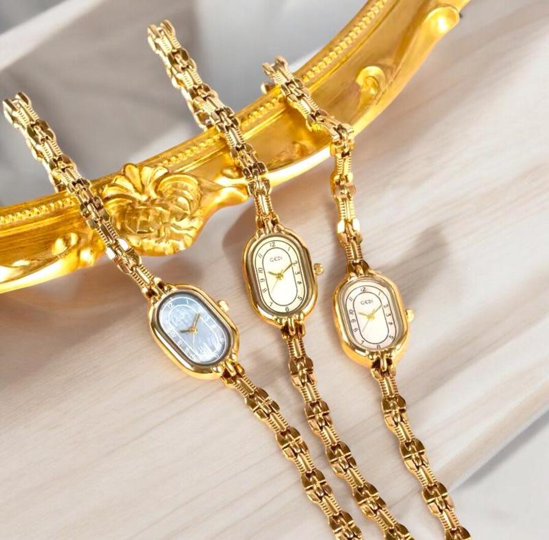 Women Wrist Watch, Vintage Gold Watch, Bracelet Watch, Retro Gold ...