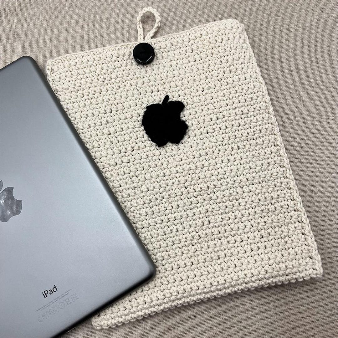 Crochet iPad Sleeve With Apple Logo-soft Tablet Cover for iPad Air/pro ...