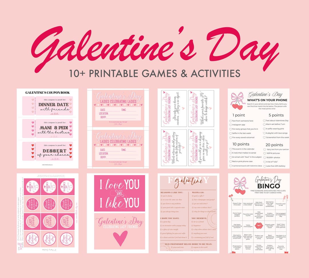 Galentines Day Printable Games for Friends Girly Valentines - Etsy