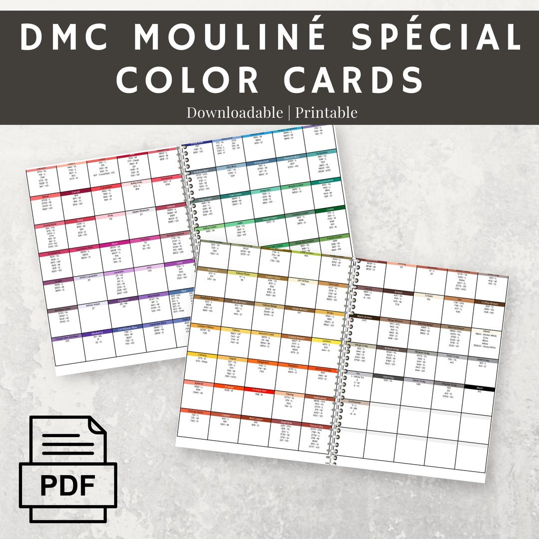 DMC Mouliné Special Thread Color Cards: Printable Organization System ...