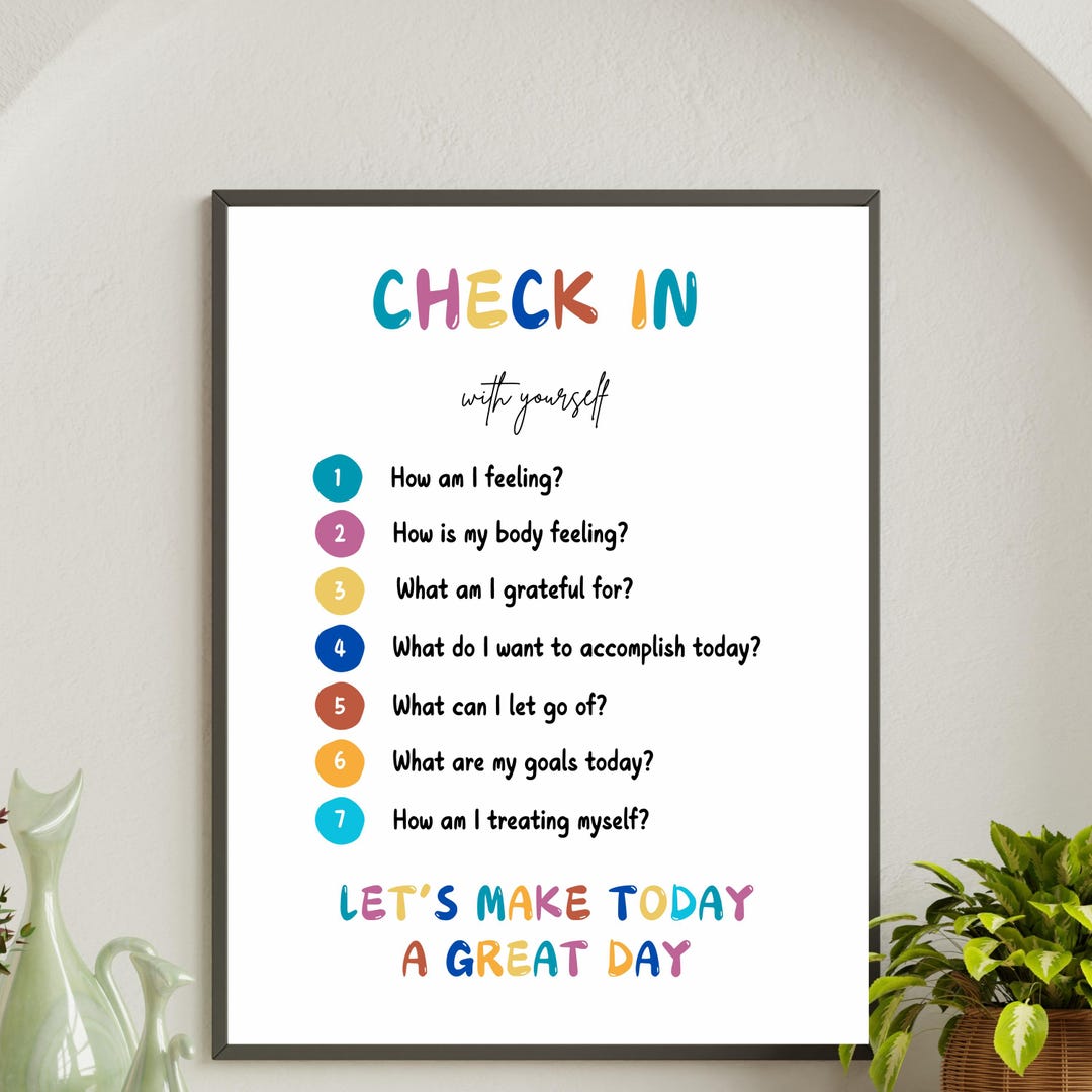 Check in With Yourself Poster Daily Check-in Poster School Counselor ...