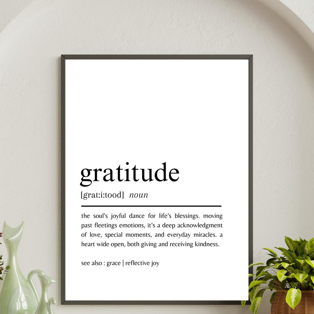 Gratitude Definition Print Gratitude Wall Art Gratitude Poster ...