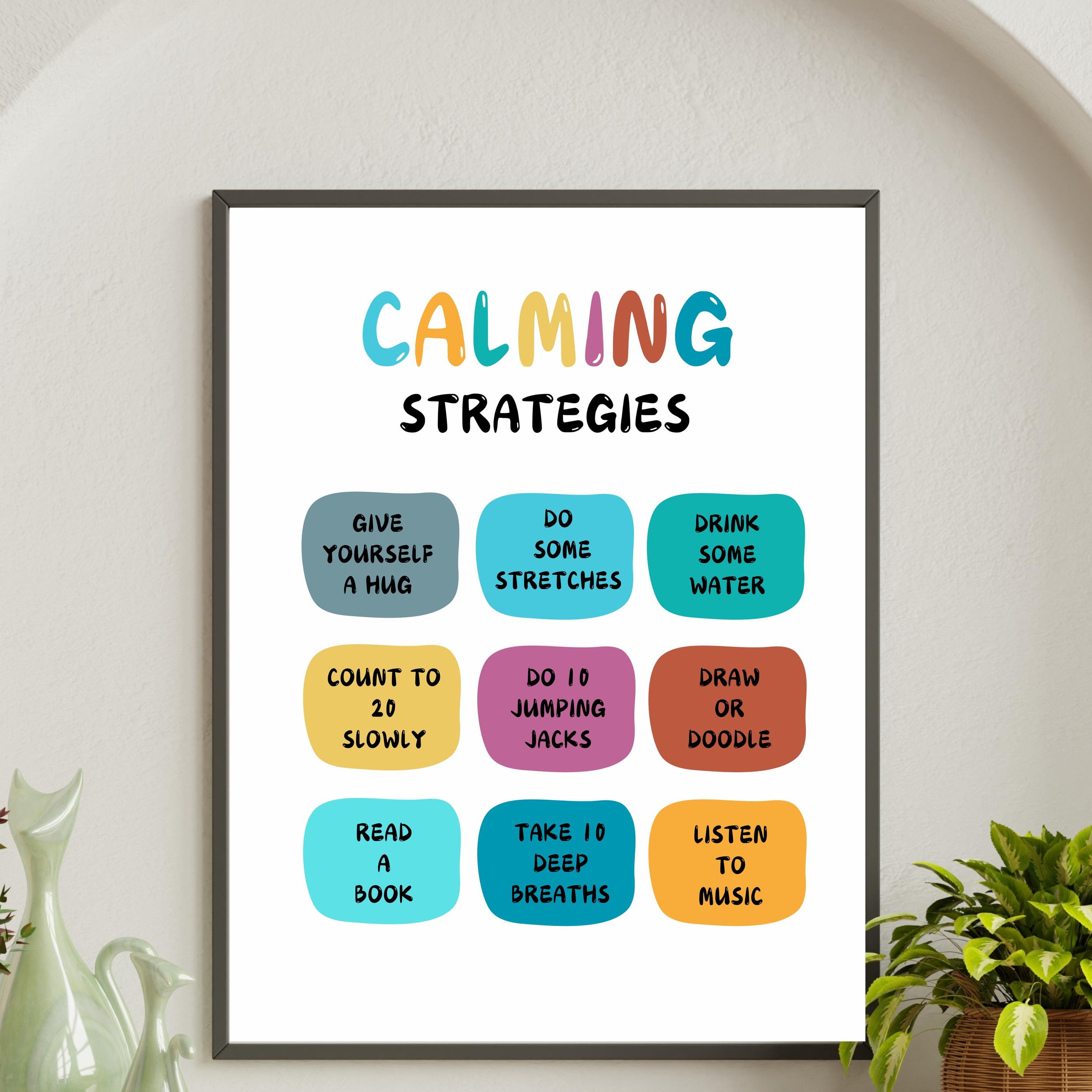 Calming Corner Strategies Poster Chart Therapy Office Decor Print ADHD ...