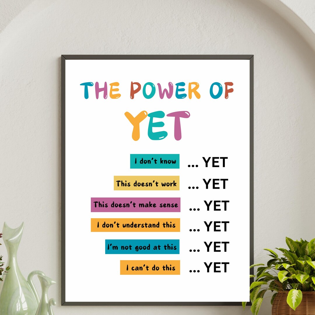 The Power of yet Poster Therapy Office Decor Classroom Decor Growth ...
