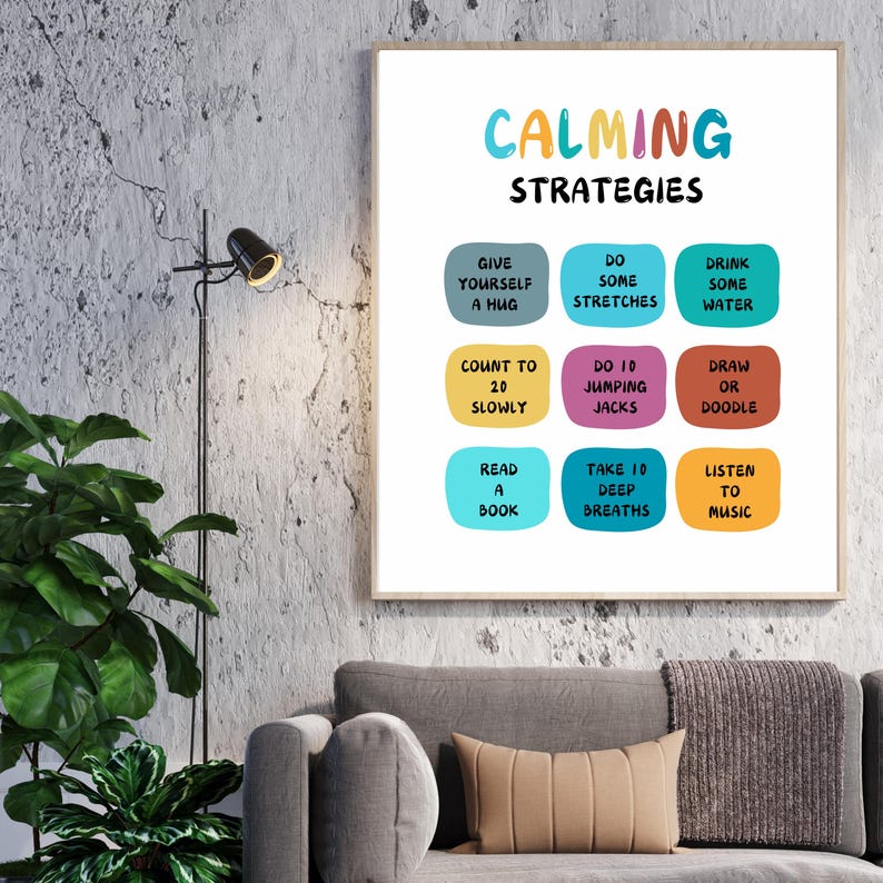 Calming Corner Strategies Poster Chart Therapy Office Decor Print ADHD ...