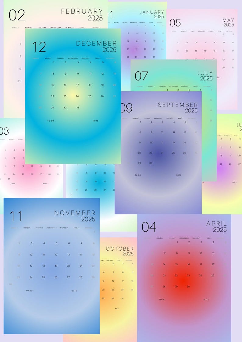AURA CALENDAR 2025 | New Year | Colorful | Masculine | Neutral | Wall ...