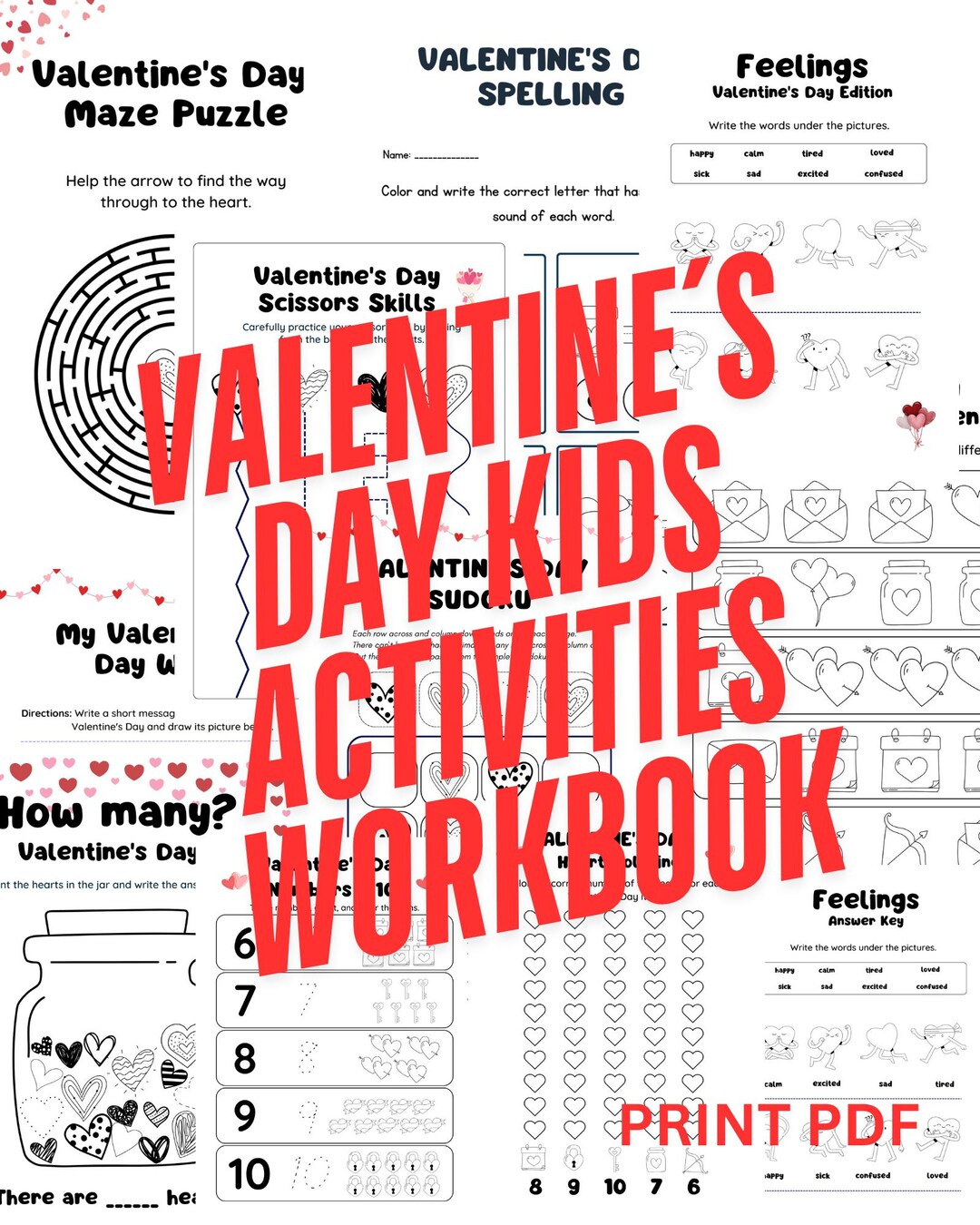 VALENTINES DAY KIDS Activities, Workbook for Teachers, Parents, 17 ...