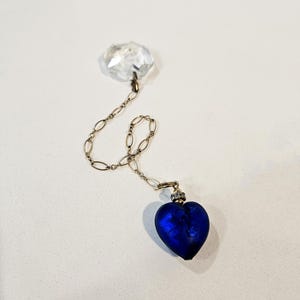 Cobalt Blue Heart Pendulum W/ Antique Crystal - Swings Beautifully! - Etsy