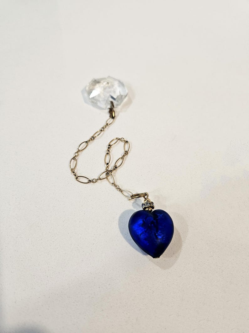 Cobalt Blue Heart Pendulum W/ Antique Crystal - Swings Beautifully! - Etsy