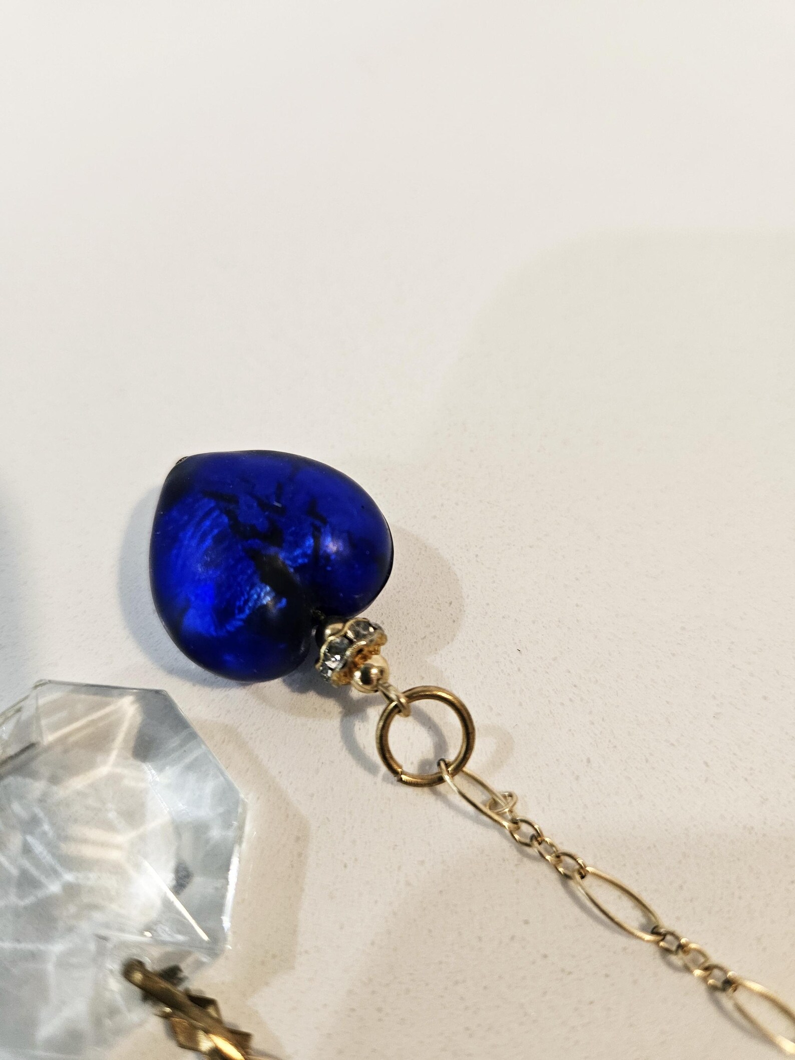 Cobalt Blue Heart Pendulum W/ Antique Crystal - Swings Beautifully! - Etsy