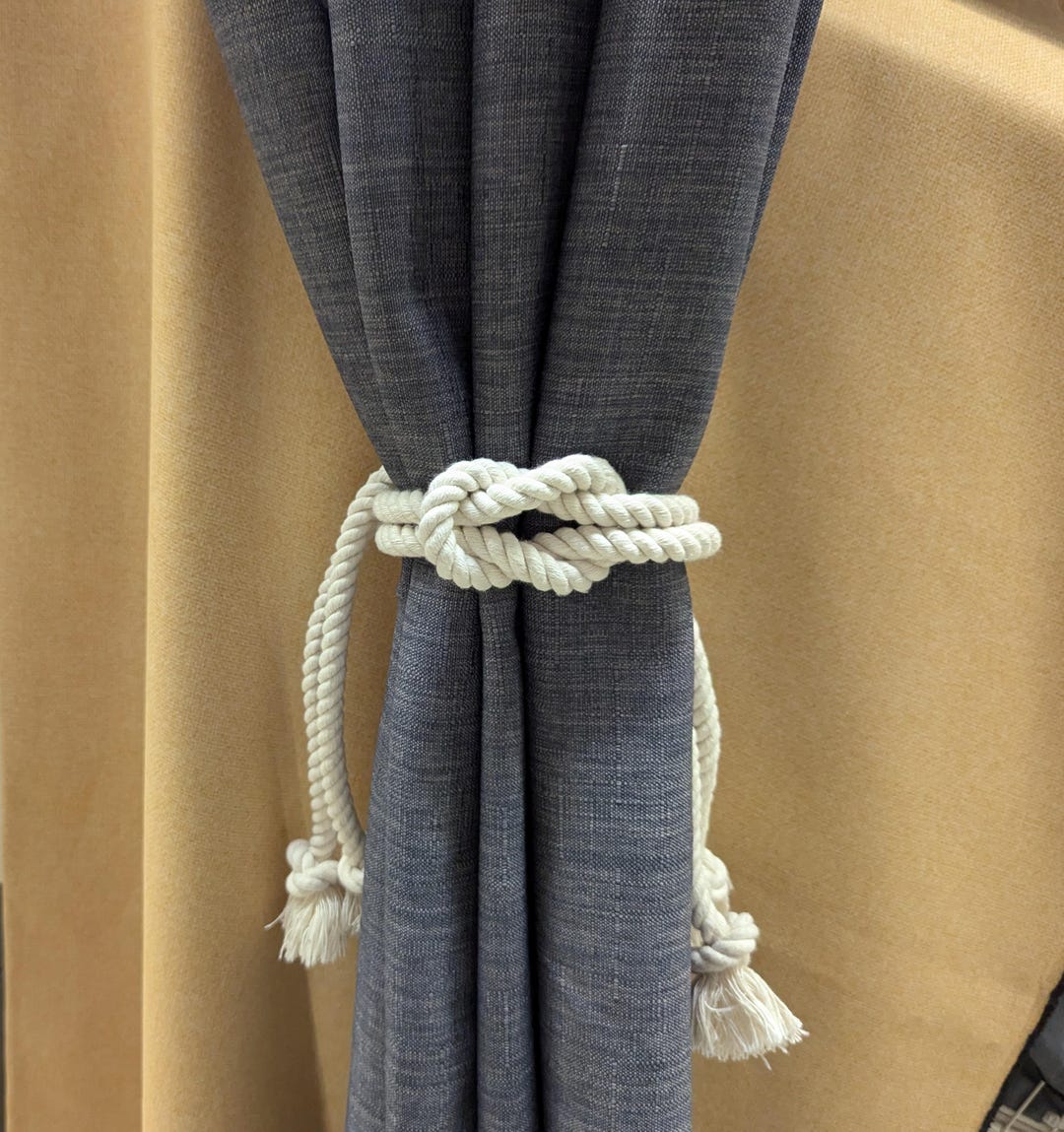 Curtain Tiebacks - Nautical Curtain Tie Made of White Cotton Rope in a ...