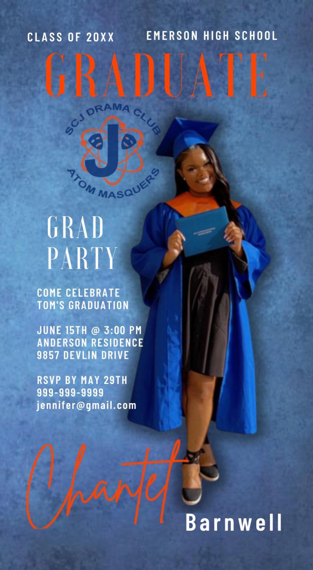 Digital Graduation Party Invitation With RSVP Name and Number - Etsy