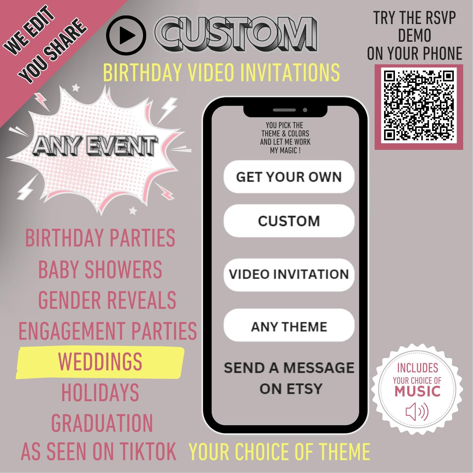 Custom Video Invitation, Any Theme, All Celebrations, All Occasions ...