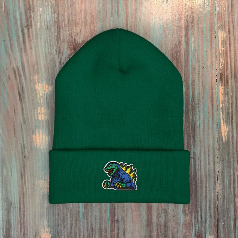 Kaiju Beanie Godzilla Hat Embroidered Knit Cap Monster Movie Style ...