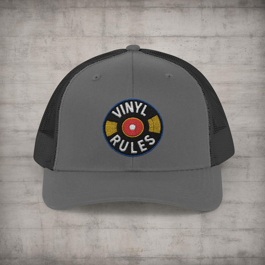 Vinyl Rules Trucker Hat | Retro Record Meshback Cap | Music Lover Gift ...