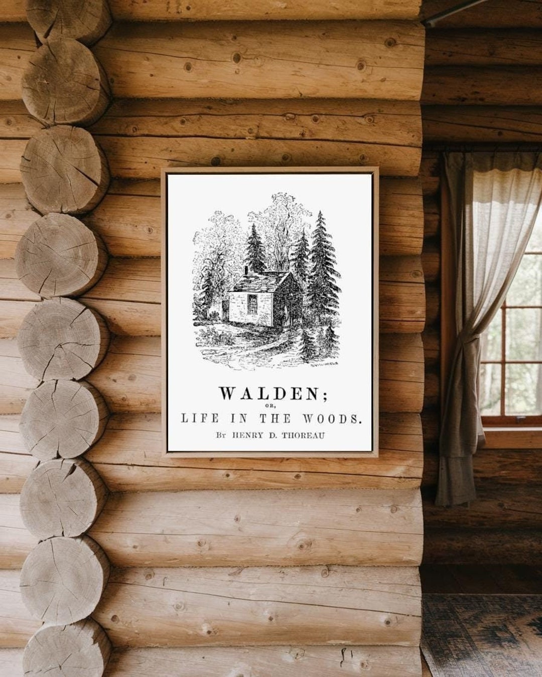 Walden Book Cover Poster Henry David Thoreau Cabin Decor Nature ...