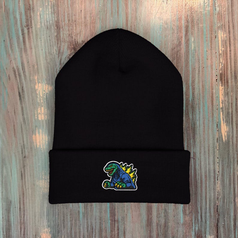 Kaiju Beanie Godzilla Hat Embroidered Knit Cap Monster Movie Style ...