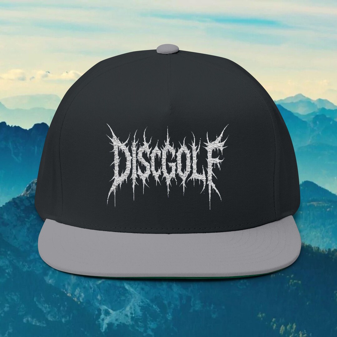 Disc Golf Snapback Hat Death Metal Cap Black Flat Bill Graphic Hat ...