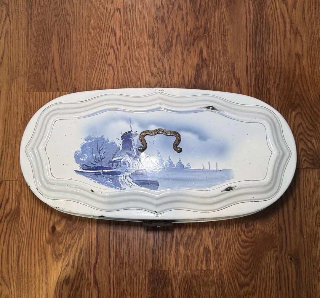 Rare French Enamel Antique Bread Box - Etsy