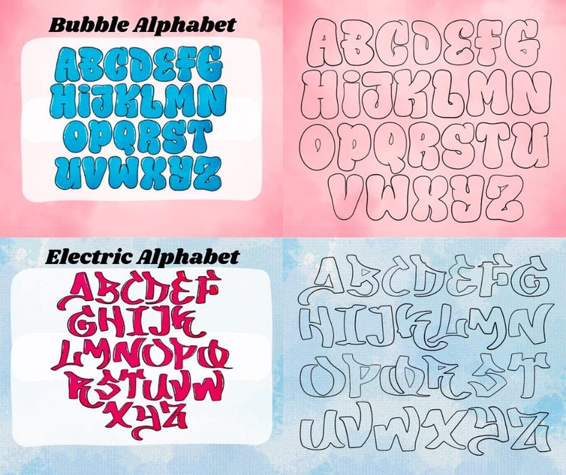 FONT BUNDLE Alphabet Letters Procreate Brush Stamps | Procreate ...
