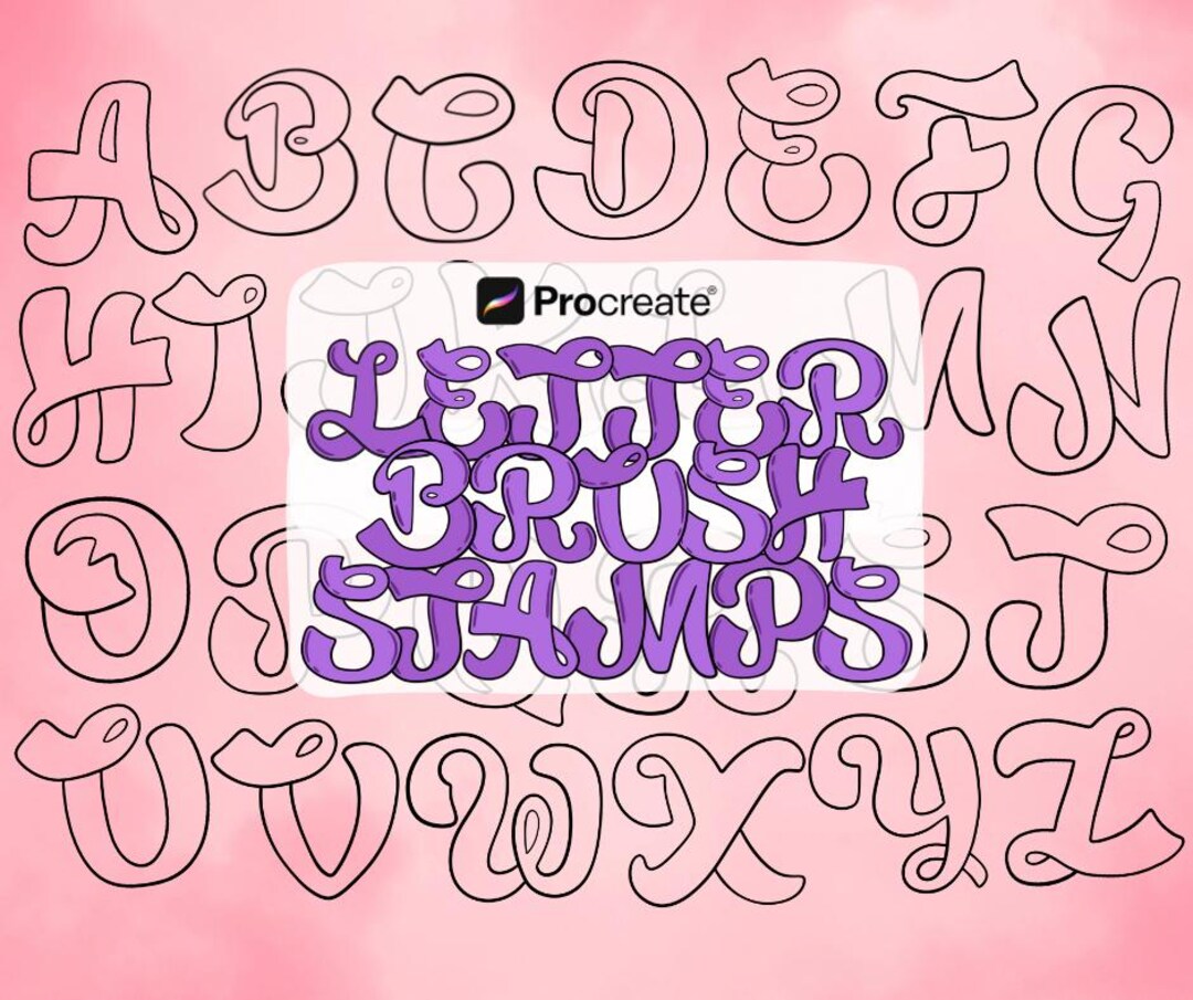 Sassy Alphabet Letter Procreate Brush Stamps | Procreate Illustrations ...