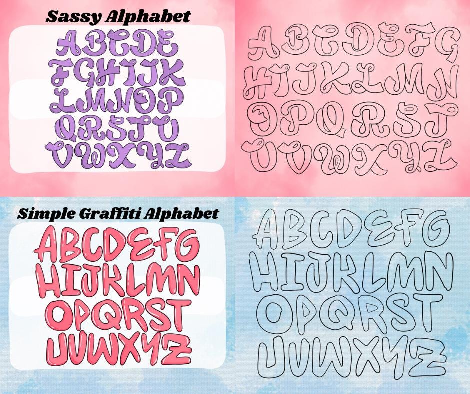FONT BUNDLE Alphabet Letters Procreate Brush Stamps | Procreate ...