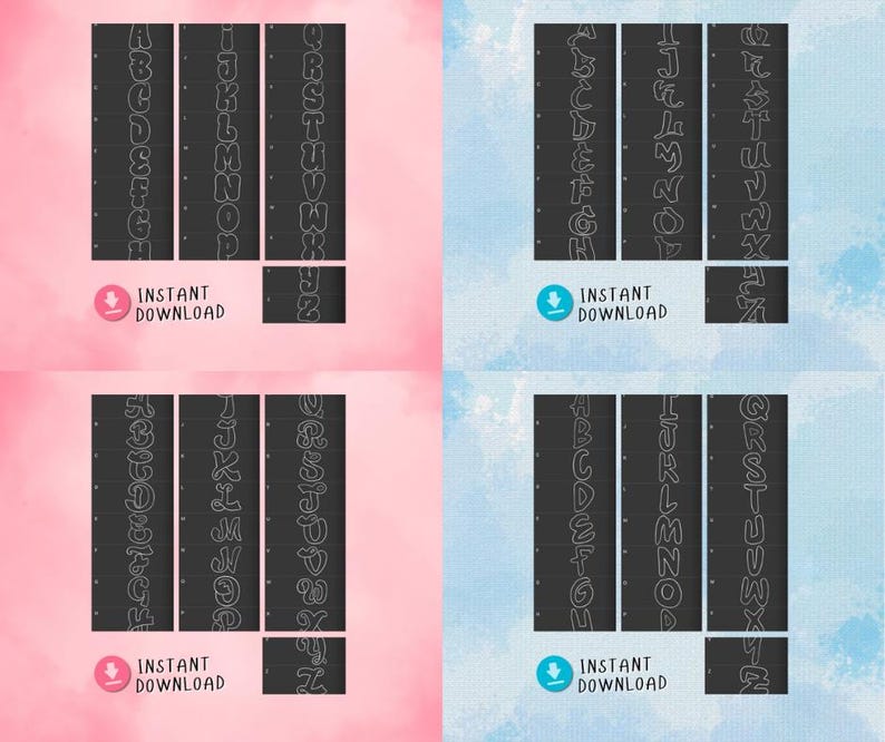 FONT BUNDLE Alphabet Letters Procreate Brush Stamps | Procreate ...