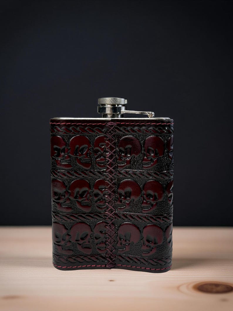 Western Carved Leather Wrapped Flask, Cowboy Rodeo Flask, Leather Flask ...