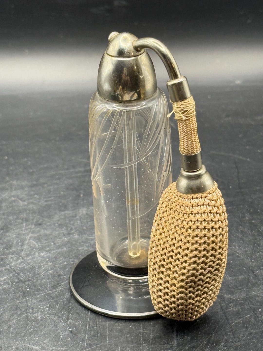 Art Deco Perfume Atomizer With a Glass Bottle and Mesh-covered Bulb ...