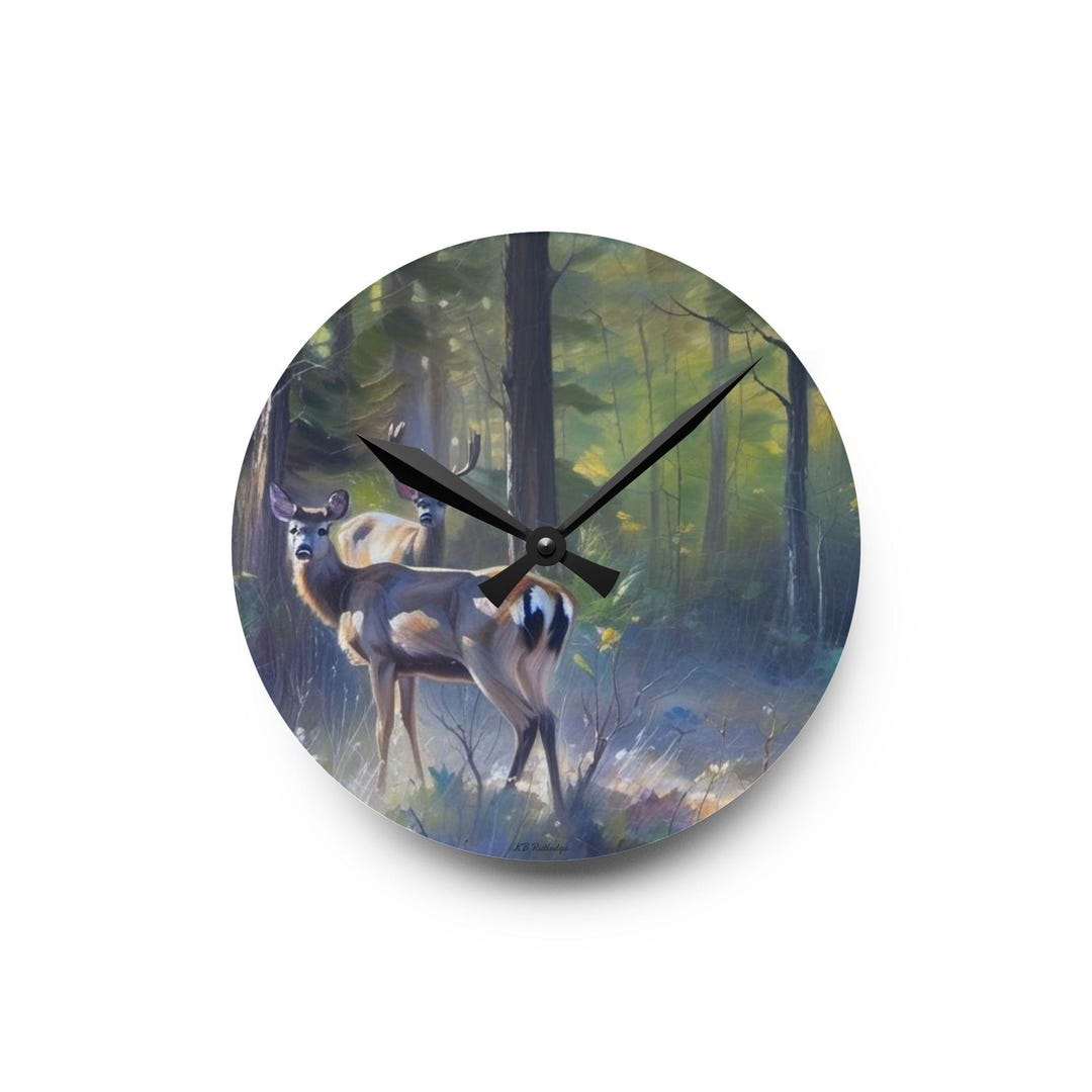 Acrylic Wall Clock - White-tailed Deer - Etsy