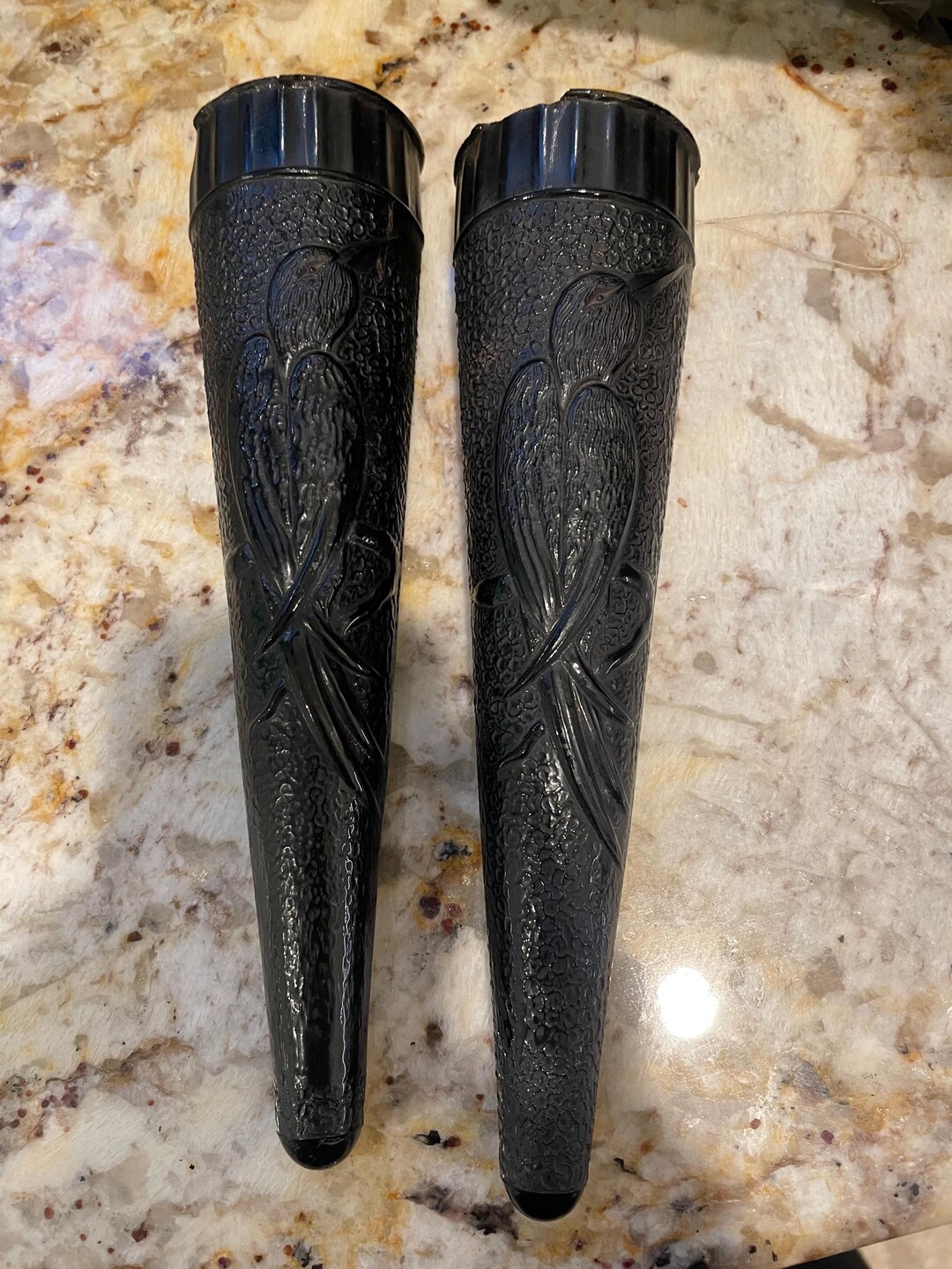 Pair of Vintage Dugan BLACK GLASS Hearse Bud Vases With Birds - Etsy