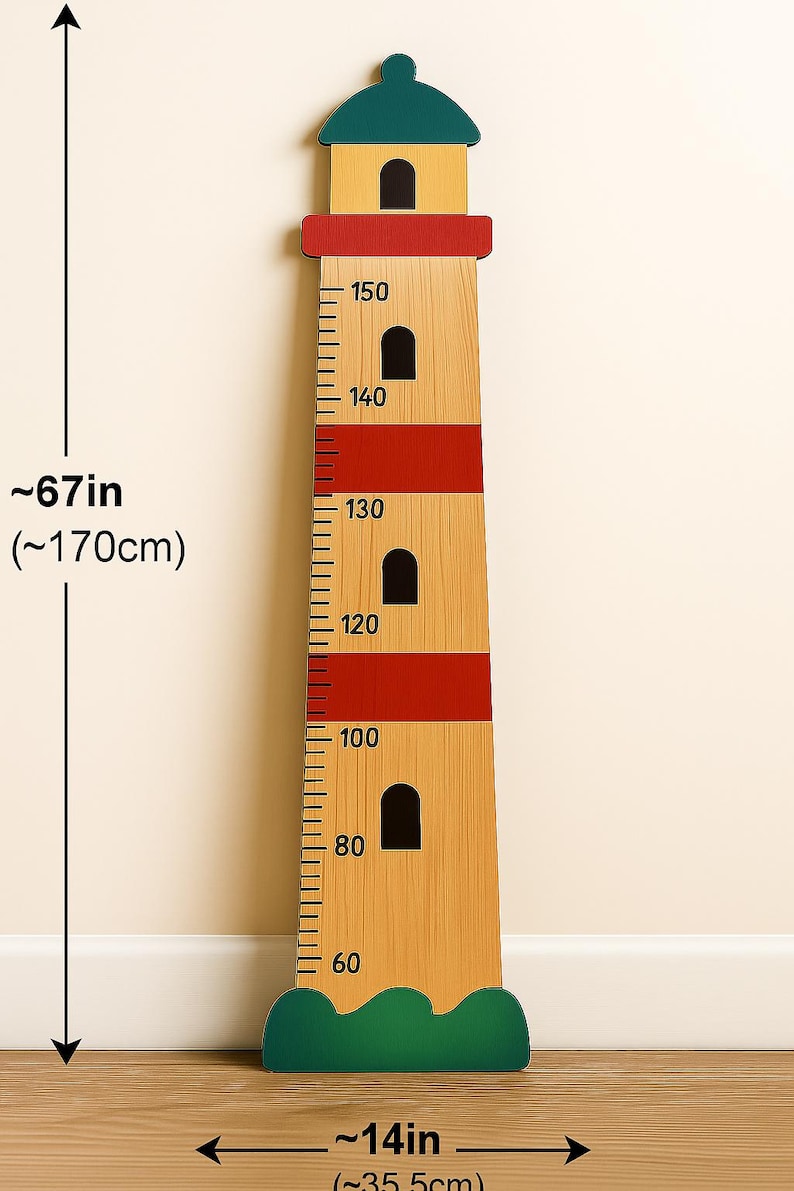 Lighthouse - Wooden Wall Growth Chart - Kids Room Decor - Etsy