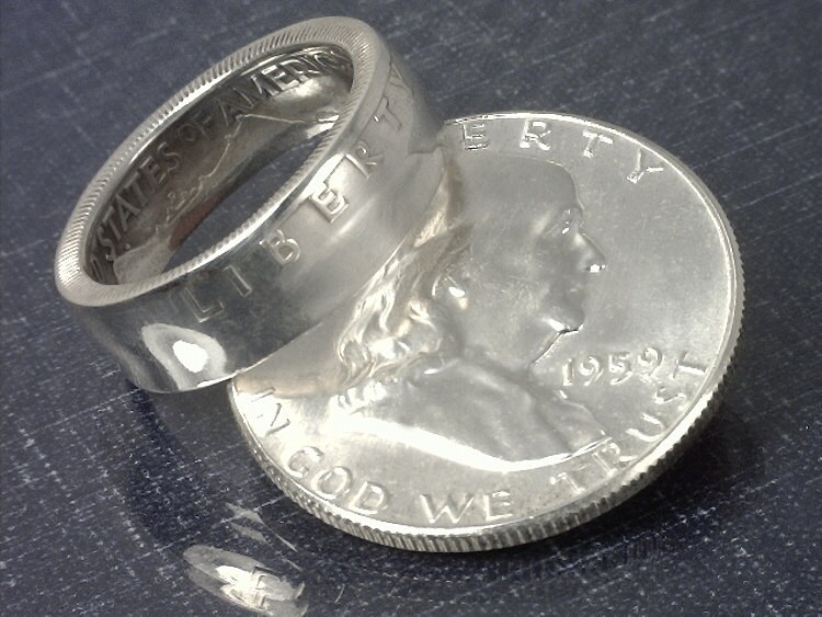 COIN RING U.S. Franklin Half Dollar 90% Silver | Etsy