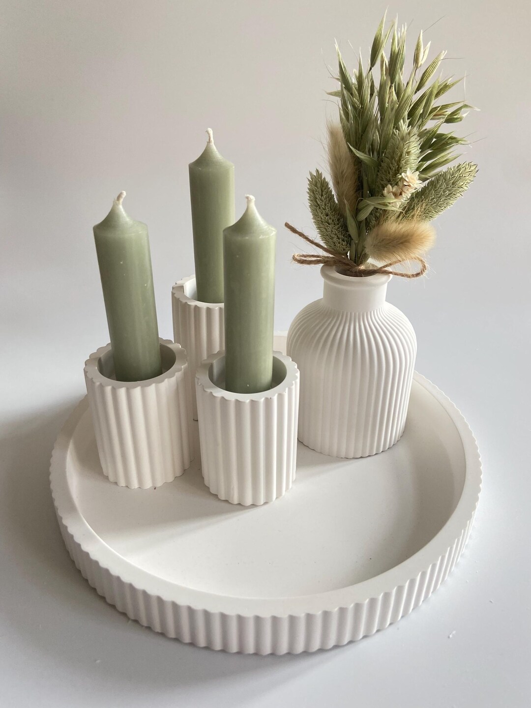 Decorative Plate | White Candle Holder Set – Scandinavian Decor ...