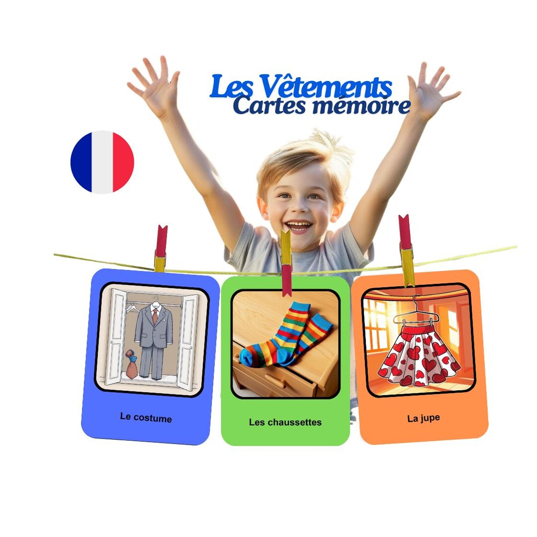 Clothes French Flashcards for Beginners printable and Digital - Etsy