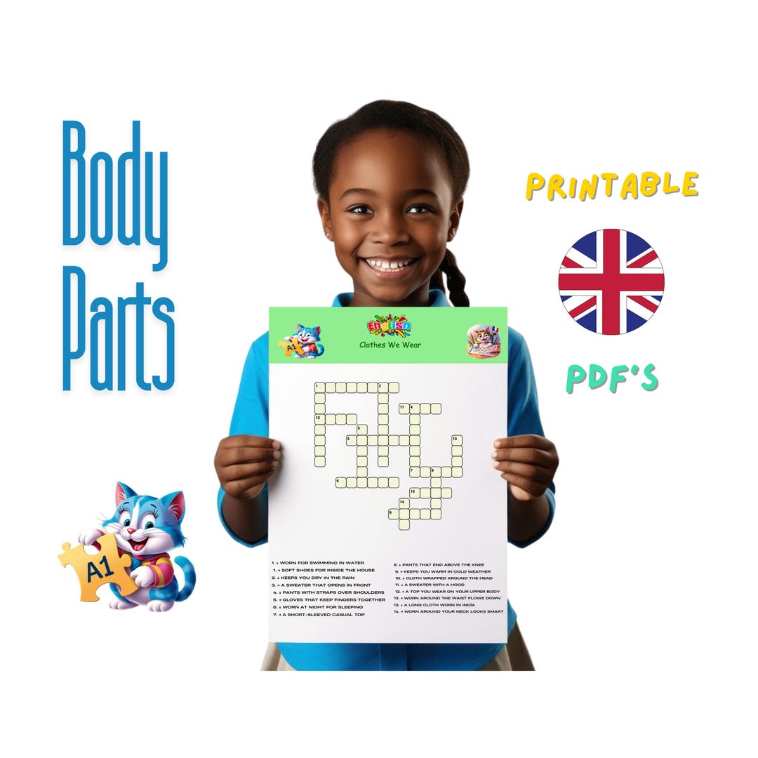 My Body Parts Crossword A1 Printable & Digital Language Learning Puzzle ...