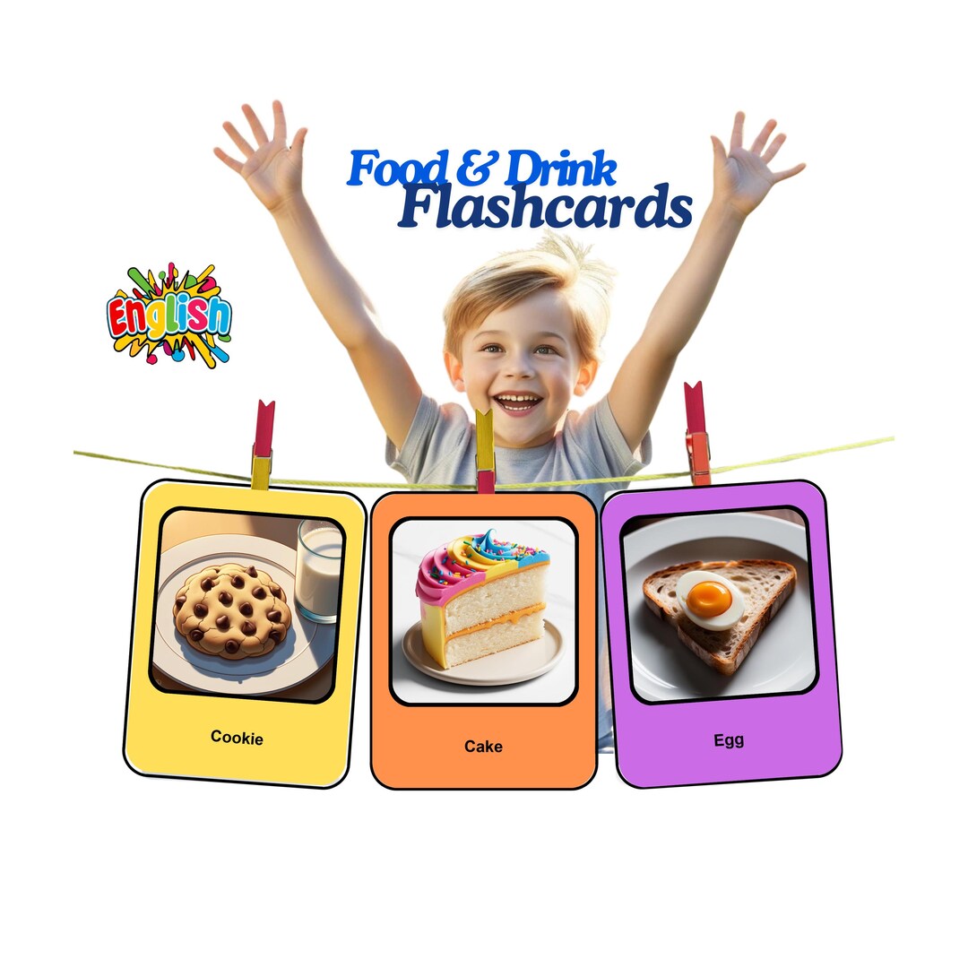 Foods and Drinks Flashcards for Kids Fun & Educational Printable Cards ...