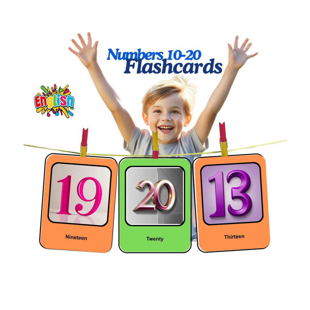 Numbers 10-20 Flashcards for Kids Fun & Educational Printable Cards 11 ...