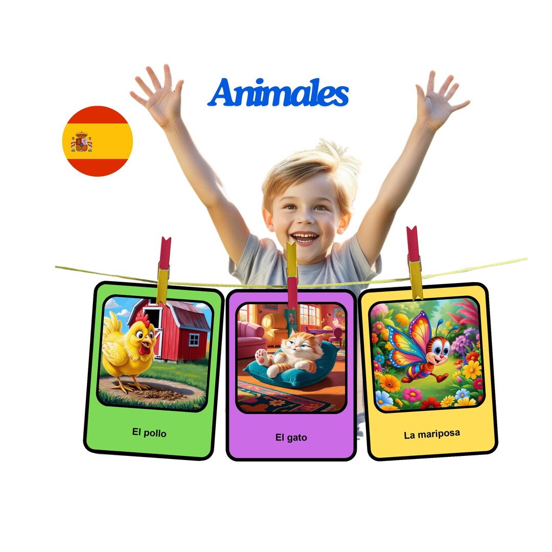 Animals Spanish Flashcards for Beginners printable and Digital - Etsy