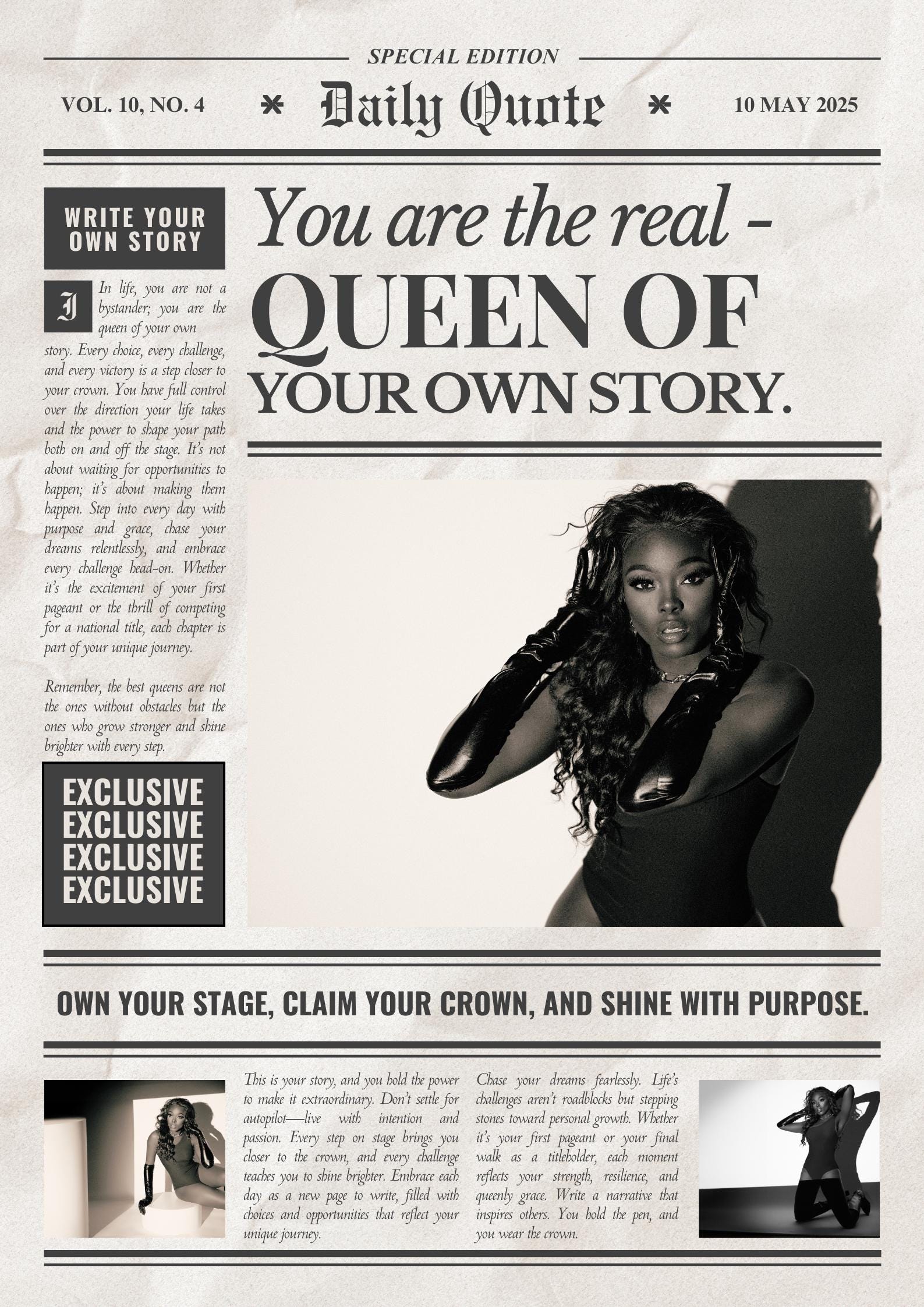 Pageant Newspaper Template With Photo, Crown Chronicles Template ...