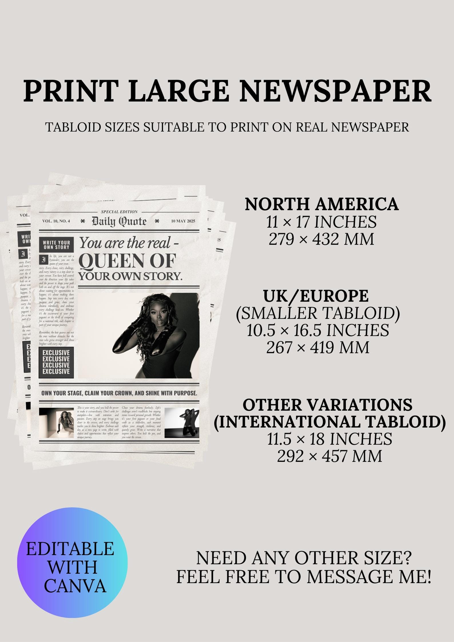 Pageant Newspaper Template With Photo, Crown Chronicles Template ...