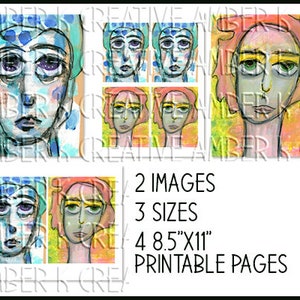 Printable Faces - Lillith & Millie - Art Journal - Wall Art - Junk ...
