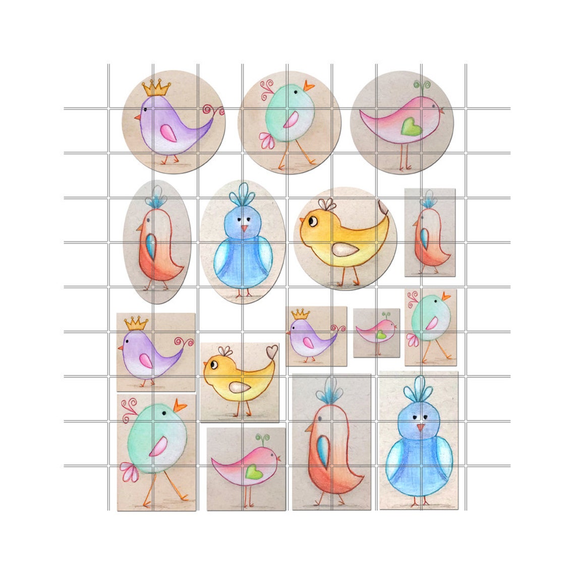 Digi Stamps & Art Journal Printables → Whimsical Birds - Etsy