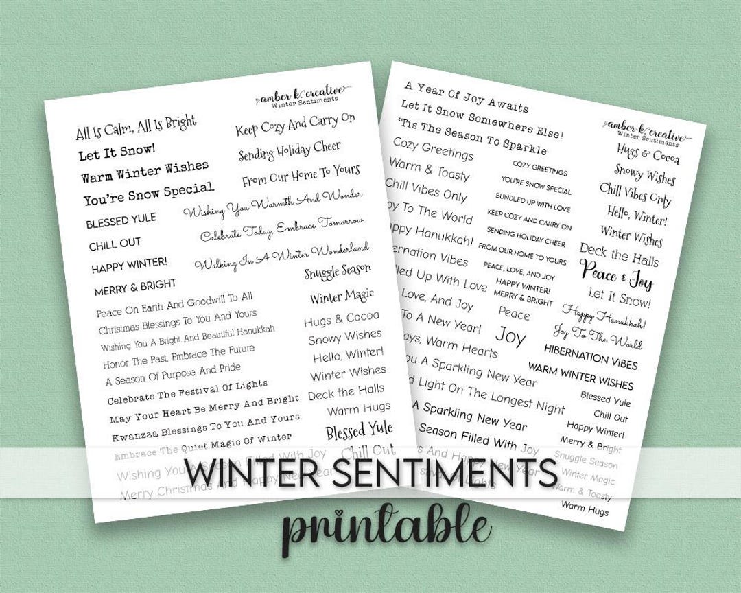 Printable Winter Sentiments and Phrases - Etsy