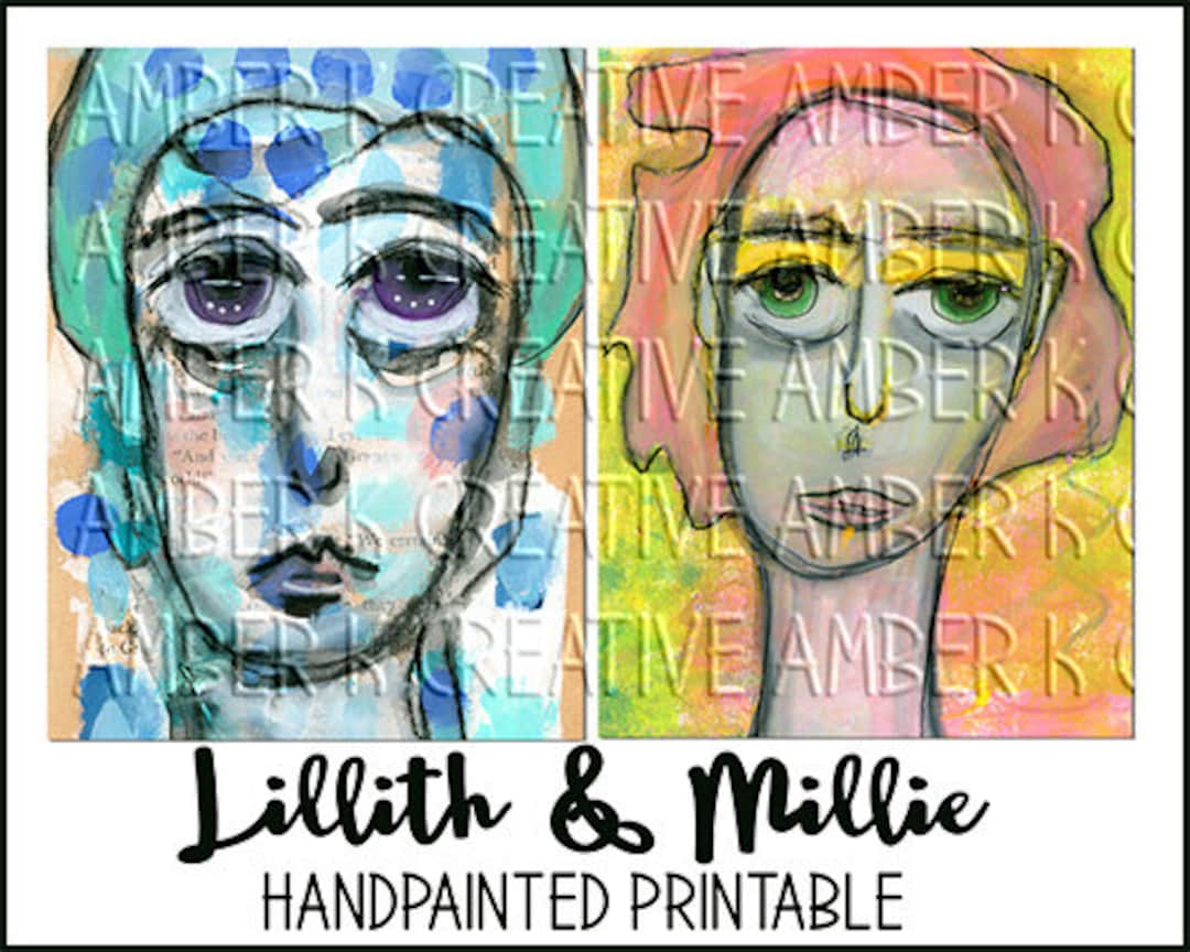 Printable Faces - Lillith & Millie - Art Journal - Wall Art - Junk ...