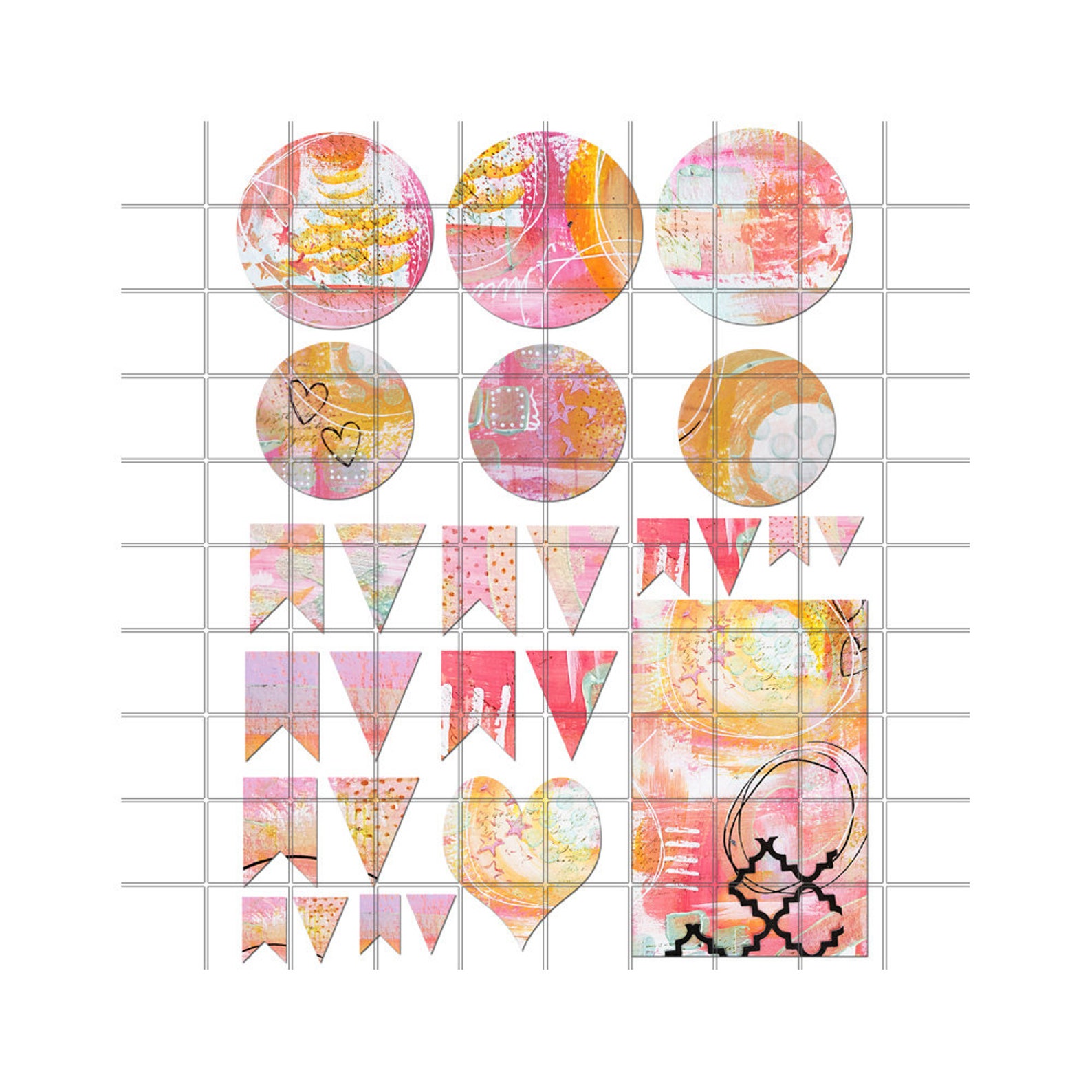 Mixed Media Art Journal Printable Elements | Etsy