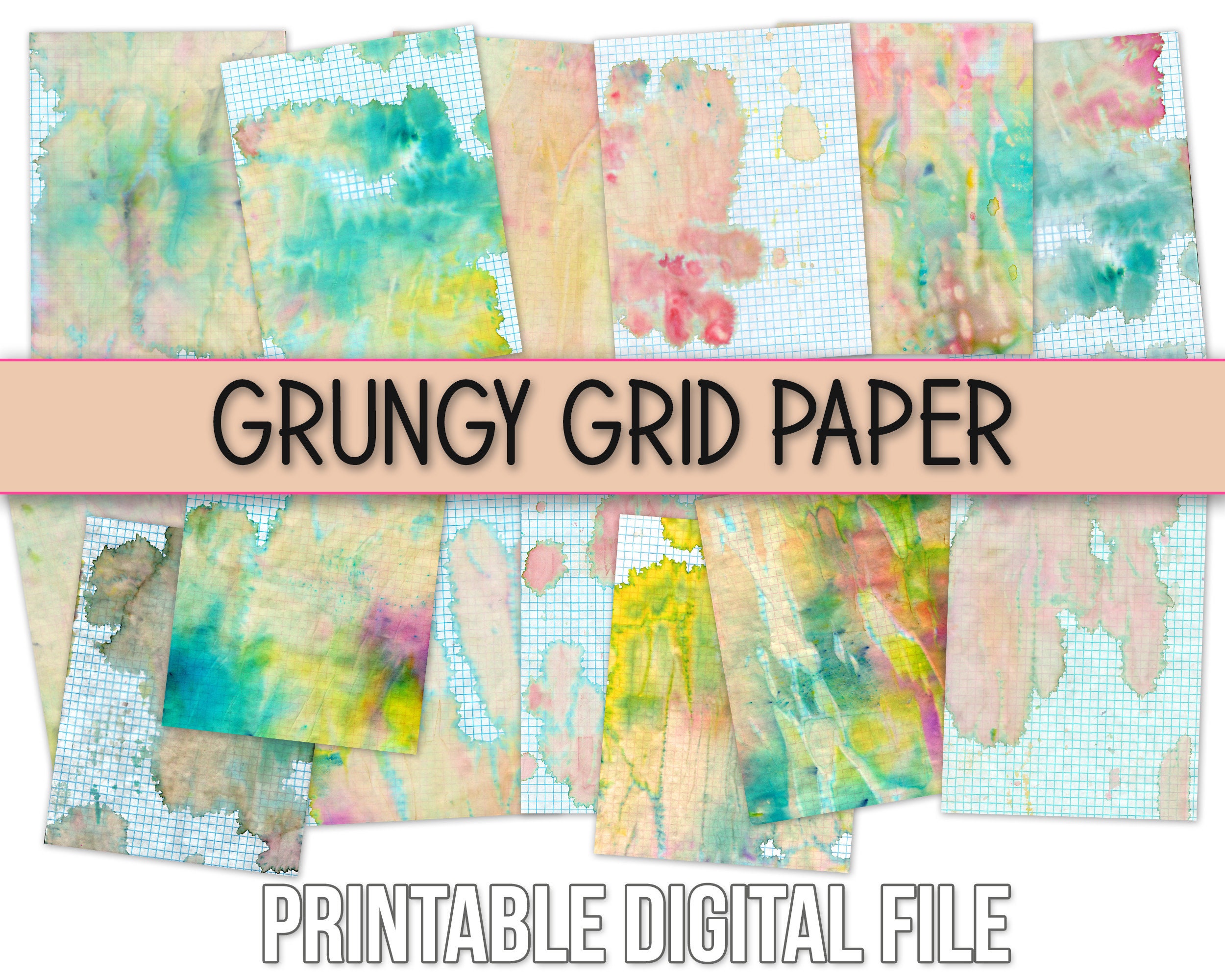 Printable Grungy Grid Journal Papers Art Journal Printable | Etsy
