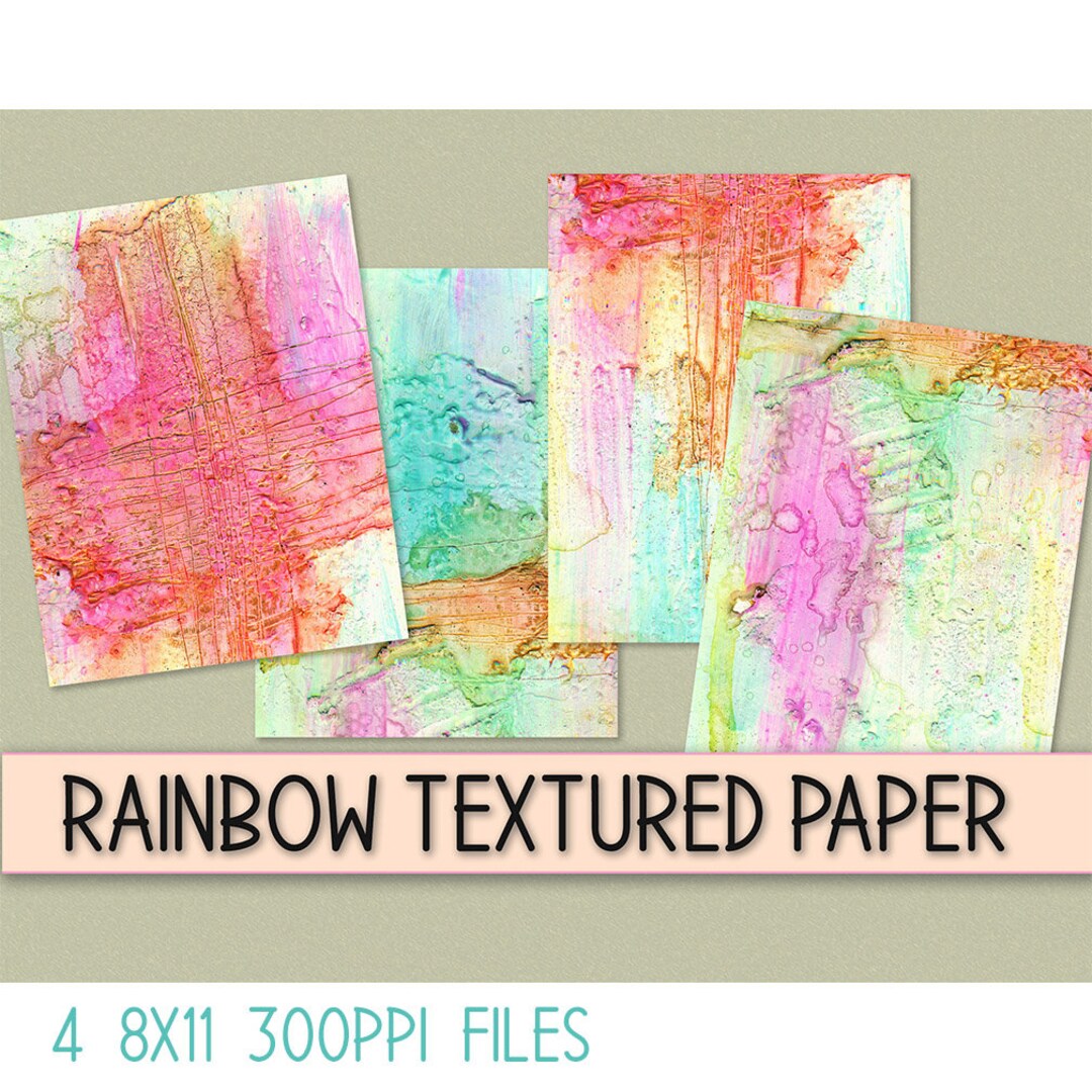 Printable Textured Rainbow Mixed Media Papers - Art Journal Printable ...